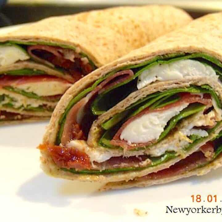 Italienske wraps med skinke og mozzarella